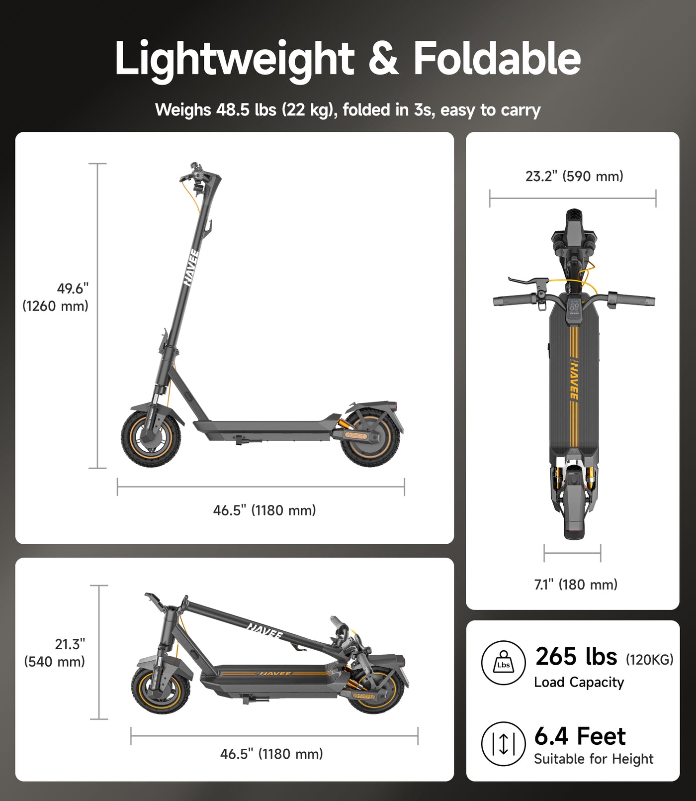 NAVEE GT3 Pro Electric Scooter w/37.3 miles Max Operating Range & 20 m ...
